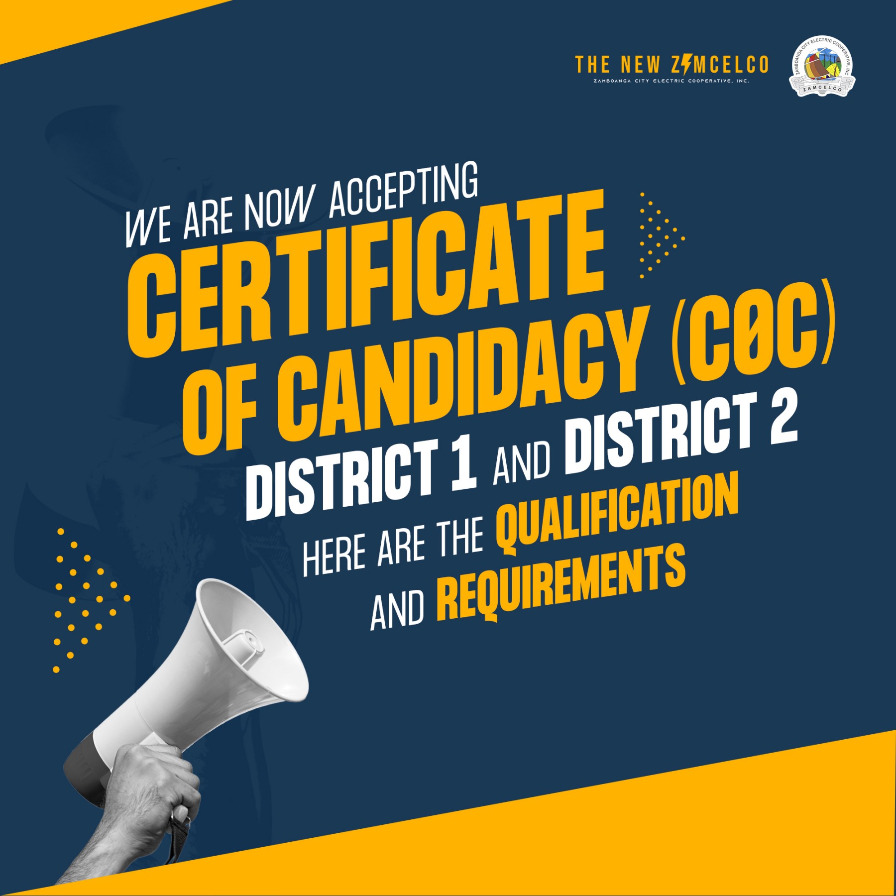 Officially Accepting Certificate of Candidacy (COC) : New ZAMCELCO