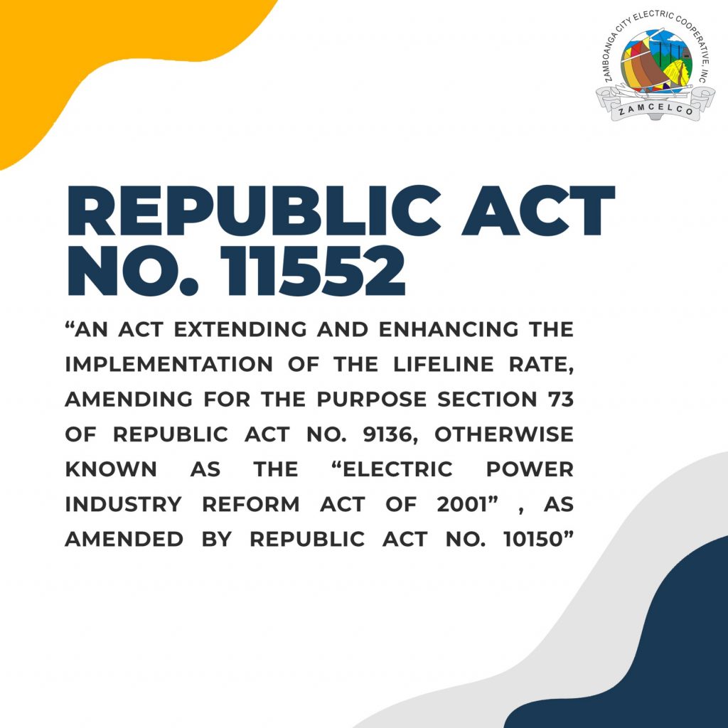 New Lifeline Act : New ZAMCELCO